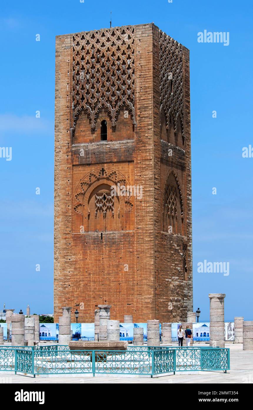 The magnificent Hassan Tower at Rabat in Morocco. The tower is the ...