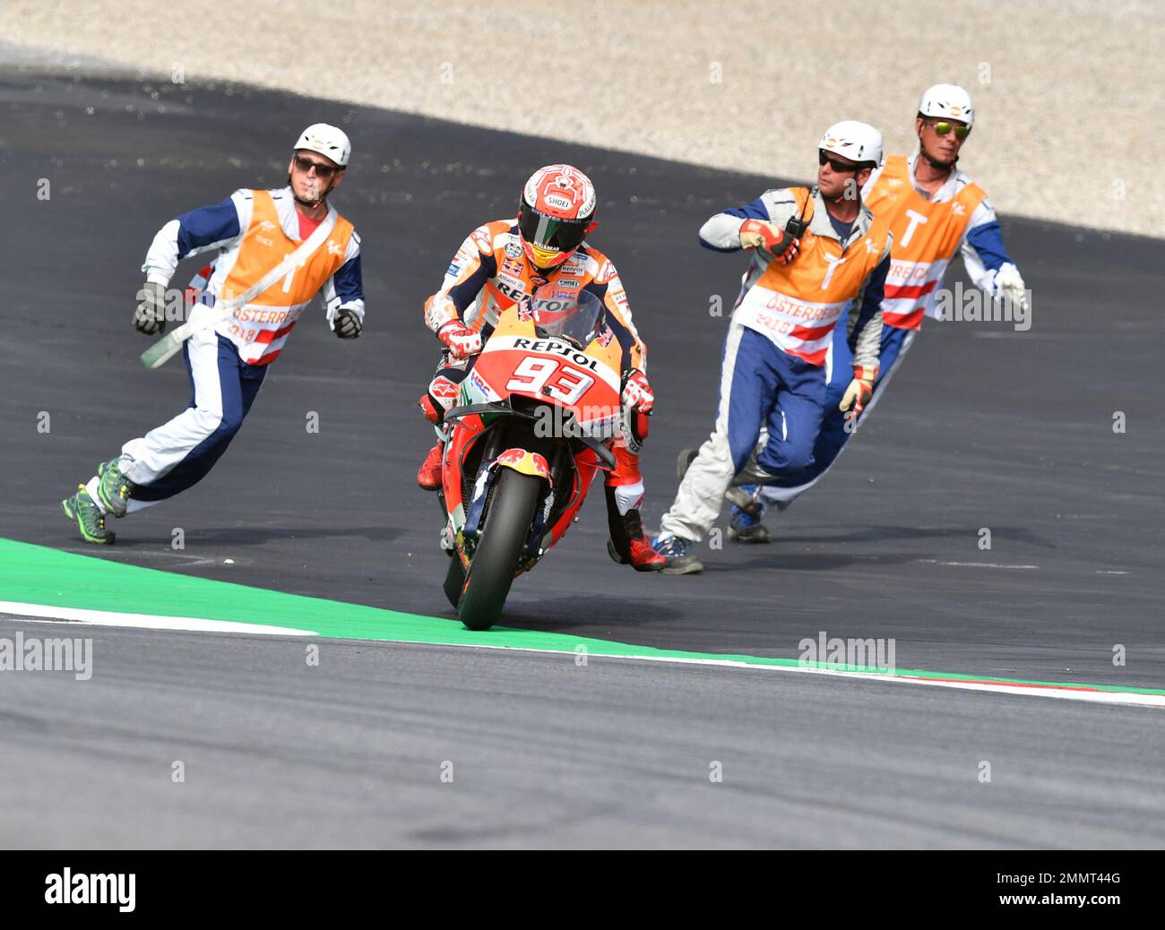 Spain's rider Marc Marquez of the Repsol Honda Team steers his ...