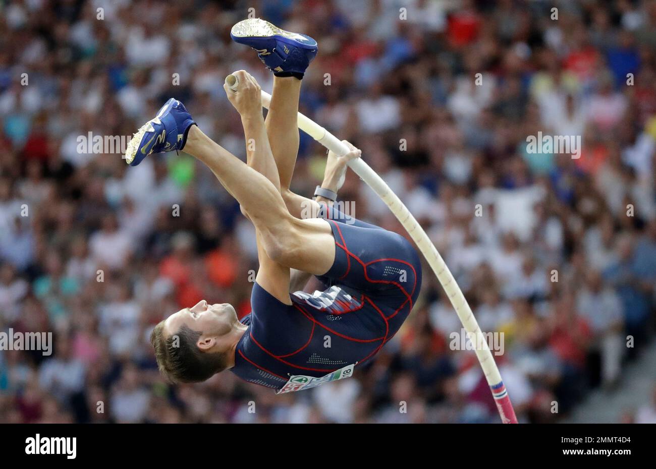 France's Renaud Lavillenie makes an attempt in the men's pole vault ...