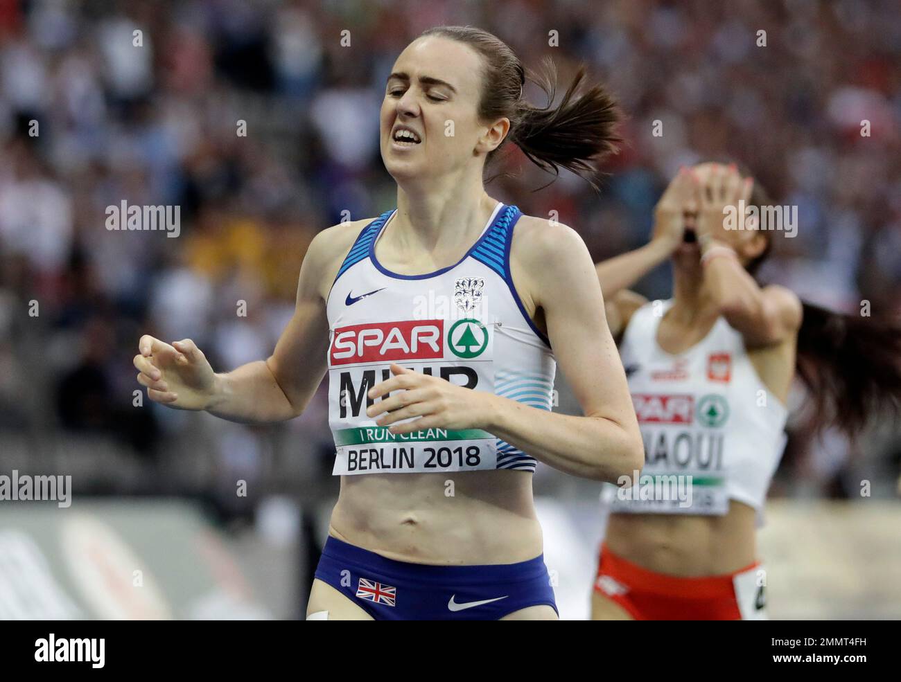 Britain's Laura Muir celebrates after winning the gold medal in the ...