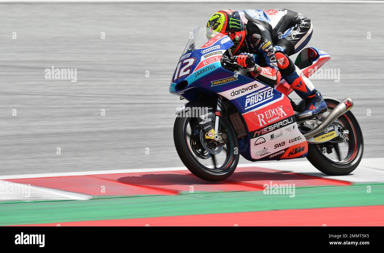 Italian rider Marco Bezzecchi of the Redox PruestelGP steers his ...