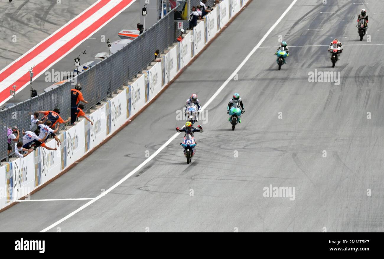 Italian rider Marco Bezzecchi of the Redox PruestelGP, front ...