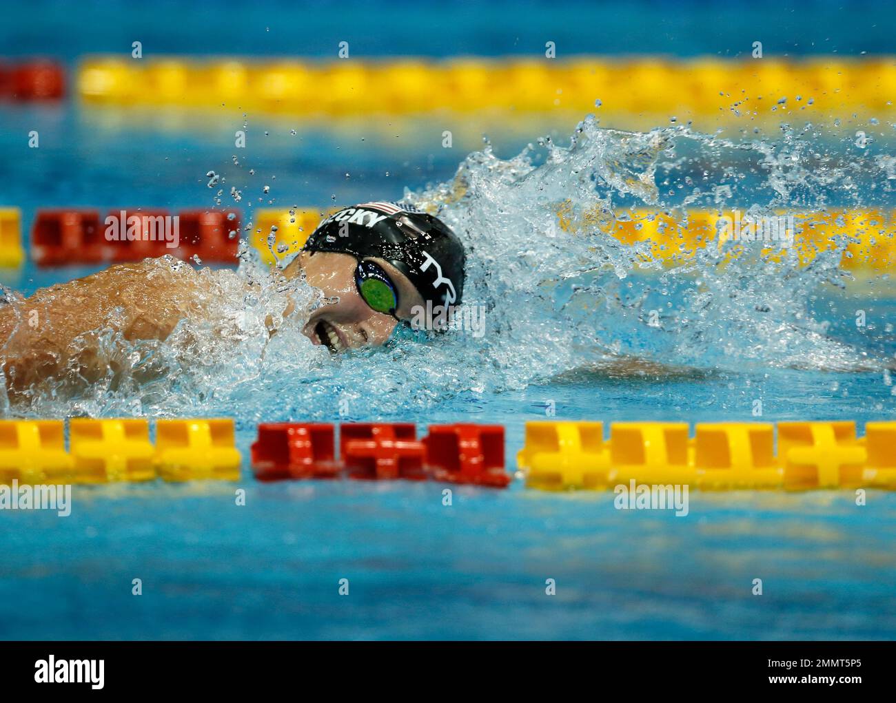 Katie Ledecky of the U.S., swims in the women's 1500m freestyle timed ...