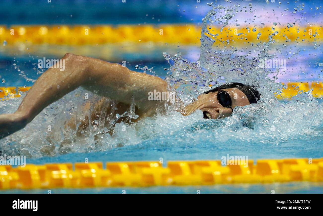 Zane Grothe of the U.S., swims on his way to winning the men's 800m freestyle timed final during ...