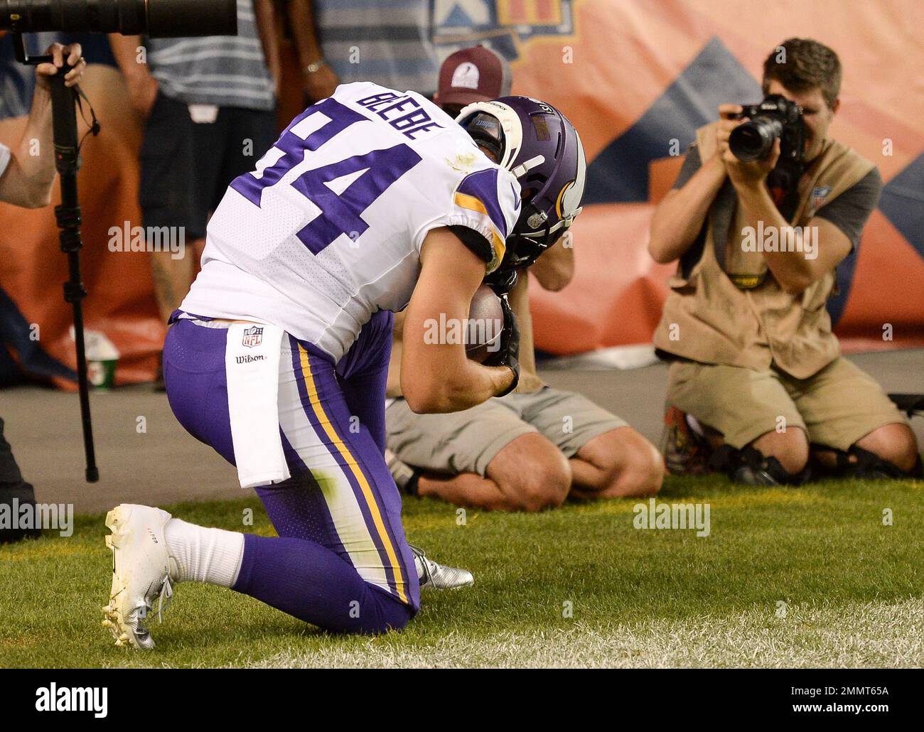 Minnesota Vikings wide receiver Chad Beebe celebrates after scoring ...