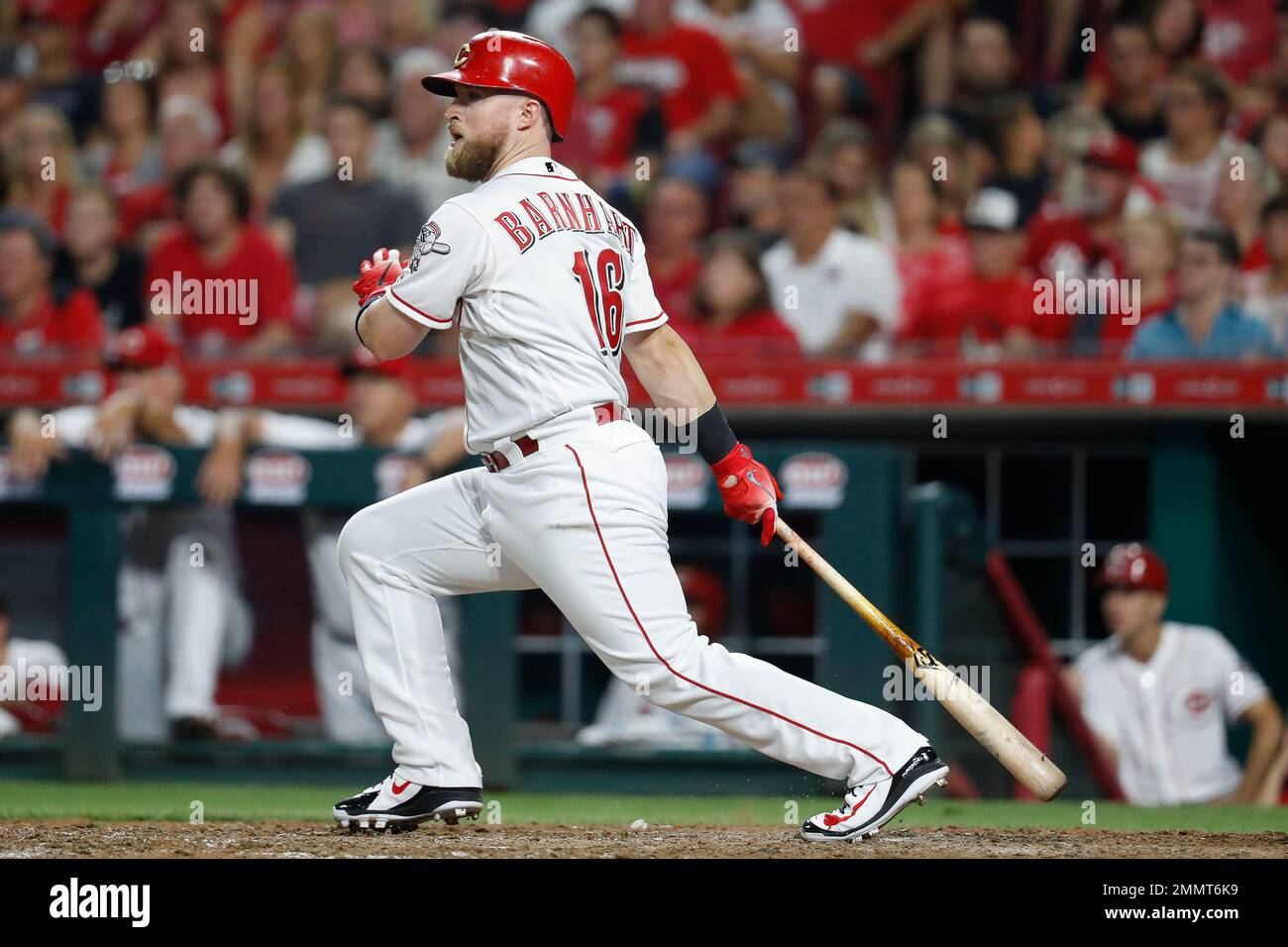 Cincinnati Reds' Tucker Barnhart hits a two-run double off Arizona ...