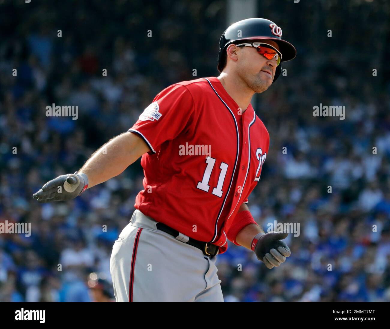 Washington Nationals' Ryan Zimmerman rounds the bases after hitting a ...