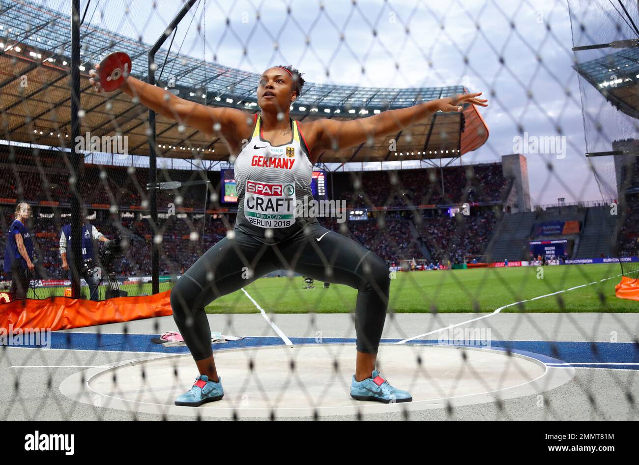 Germany's Shanice Craft makes an attempt in the women's discus throw ...