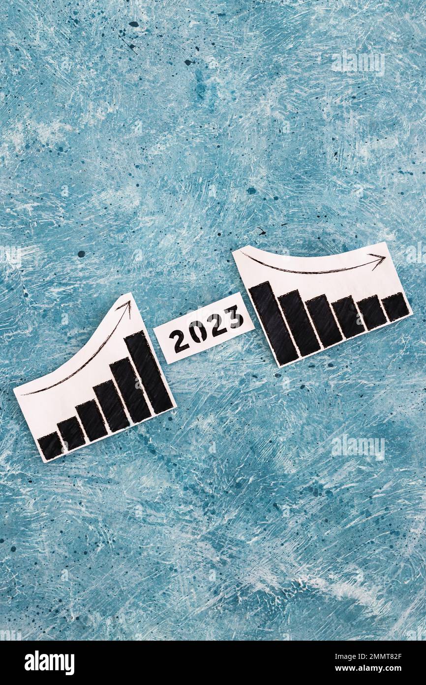 interest rates or inflation and cost of living concept, 2023 text with ...