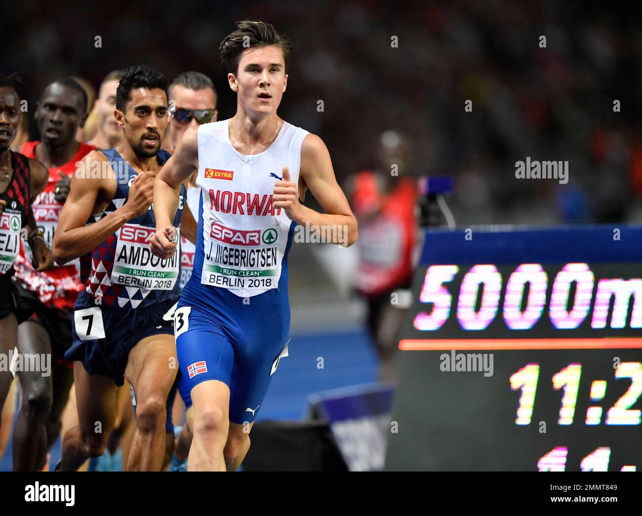 Norway's Jakob Ingebrigtsen competes in the men's 5000-meter final at ...
