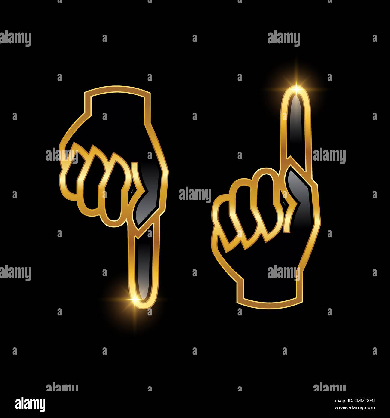 Vector Illustration of Golden Pointing Finger Hand Sign Stock Vector ...