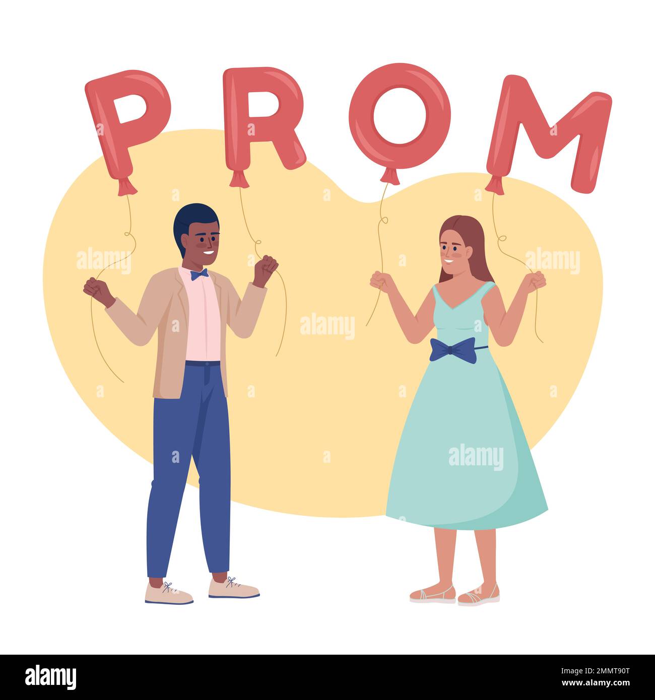 Prom date 2D vector isolated illustration Stock Vector Image & Art - Alamy