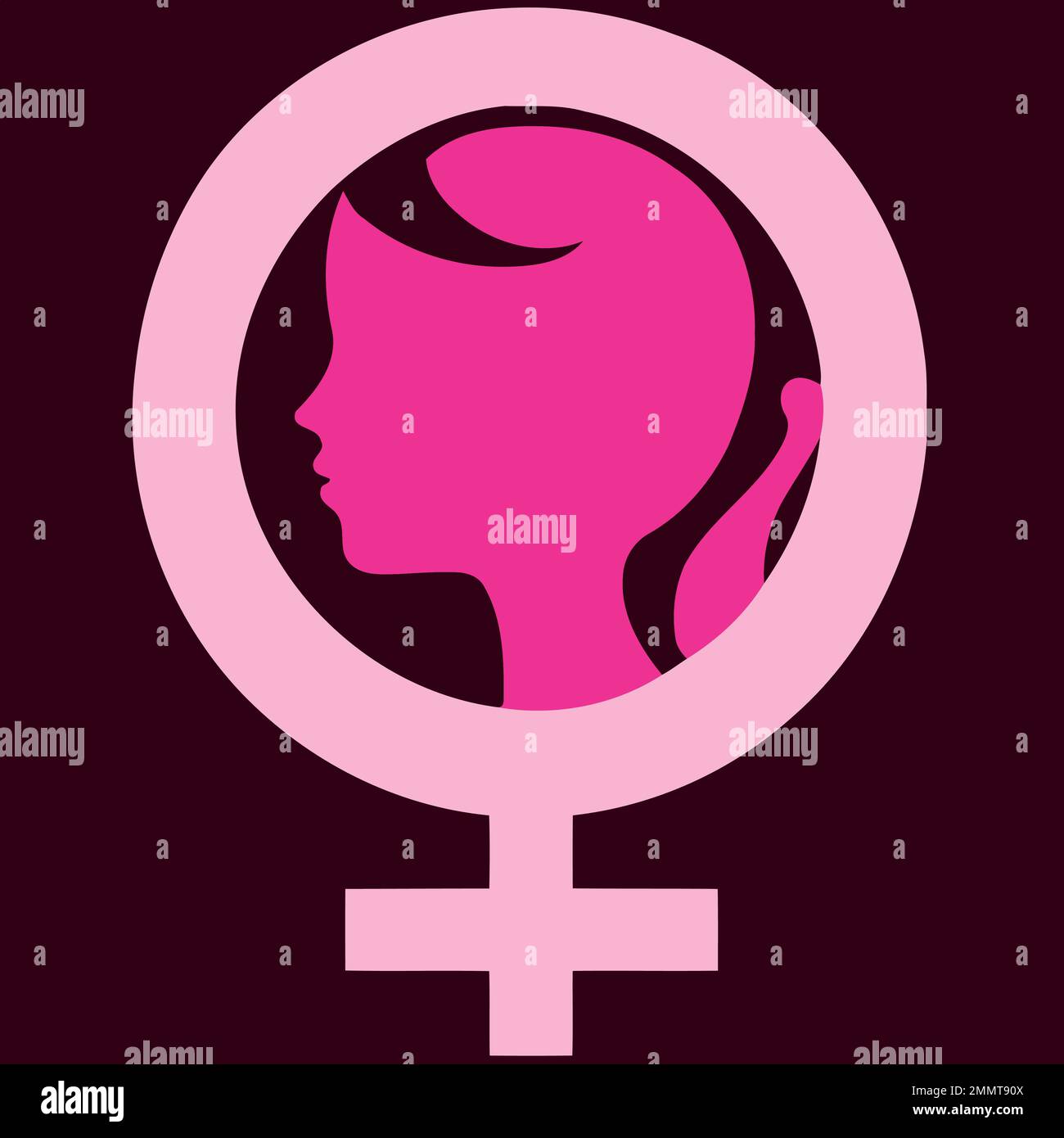 Female gender symbol merged with female face in minimalist style Stock ...