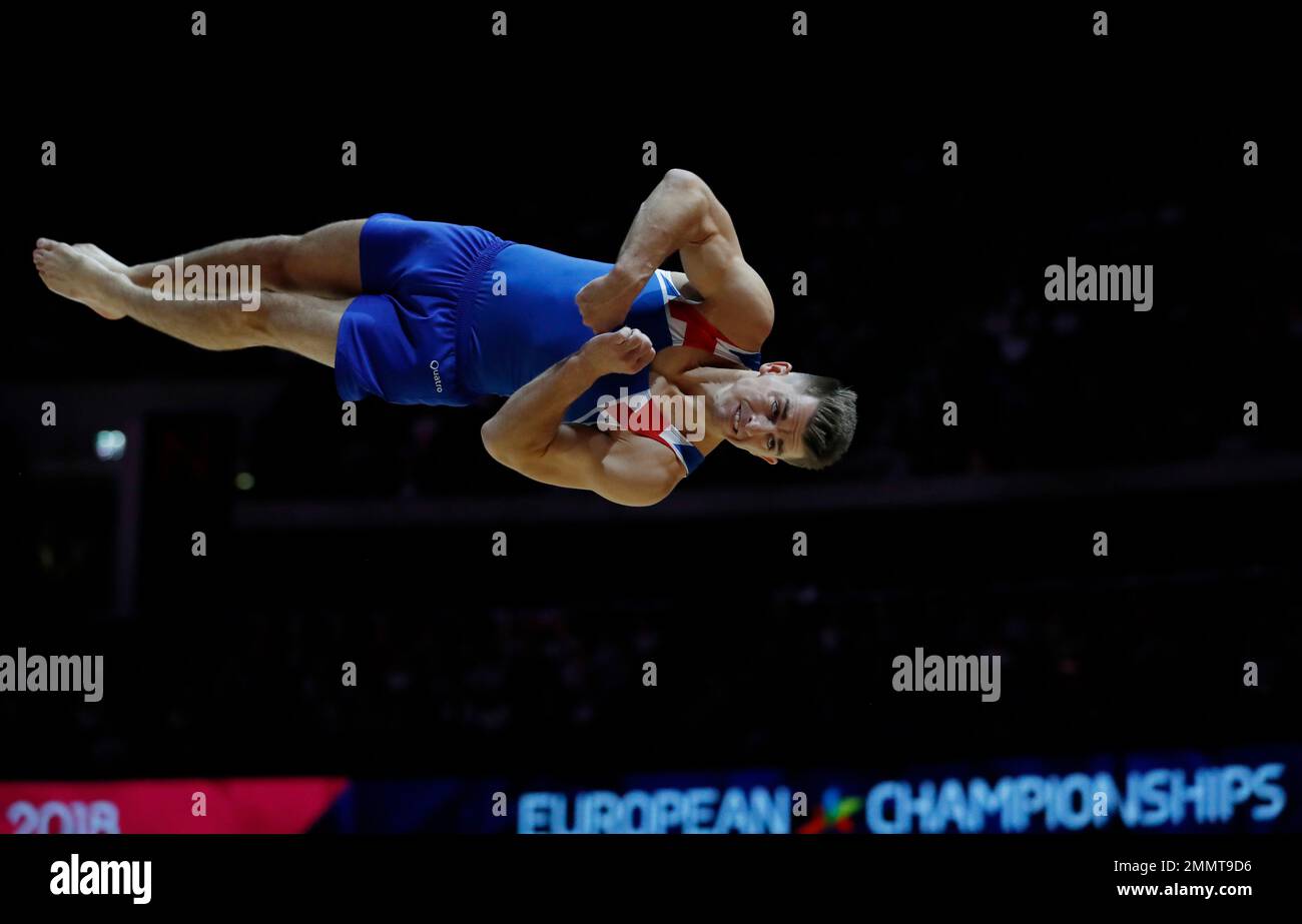 Max Whitlock of Great Britain competes in the floor exercise during the ...
