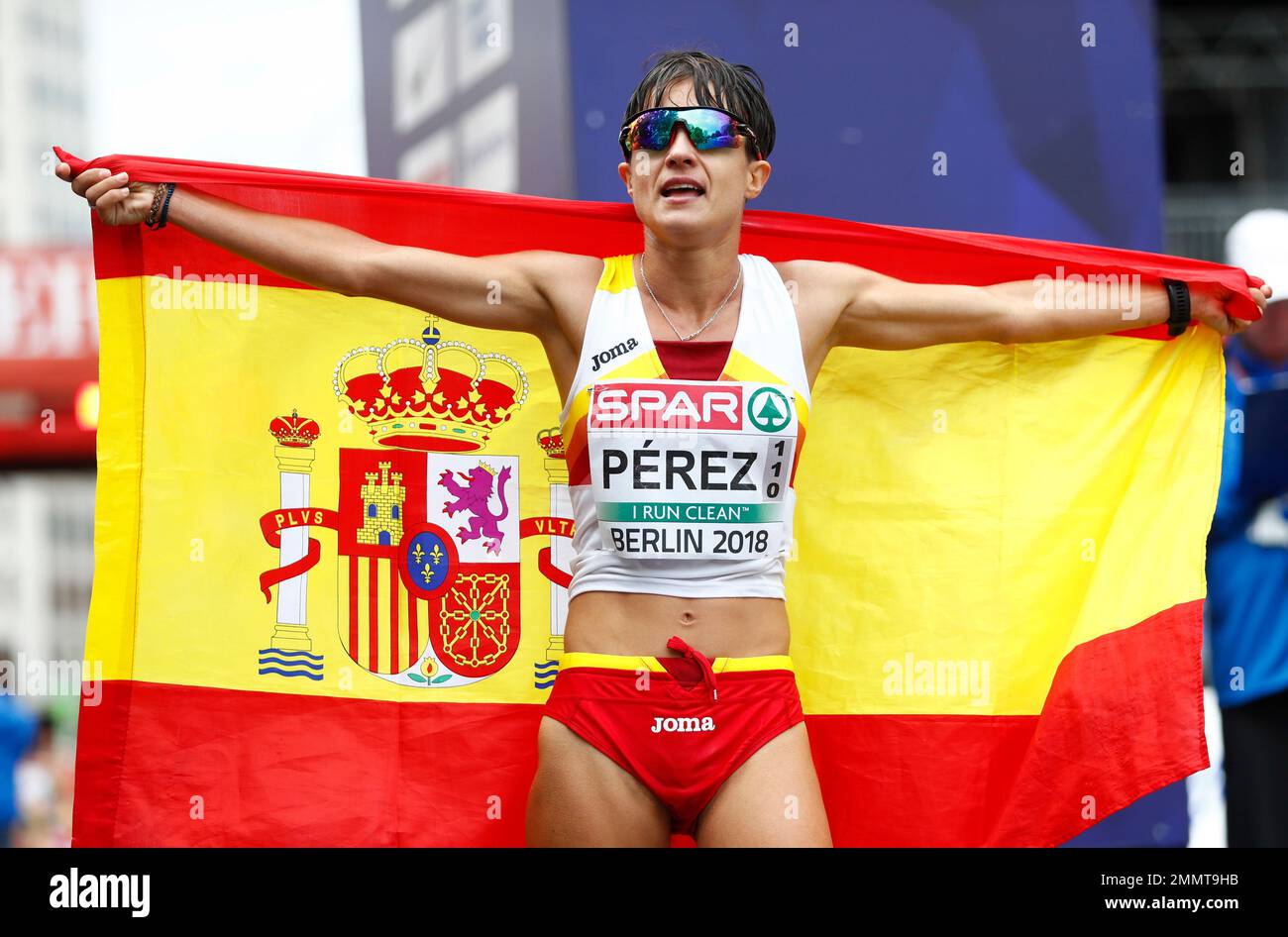 Spain's Maria Perez celebrates after winning the gold medal in the ...