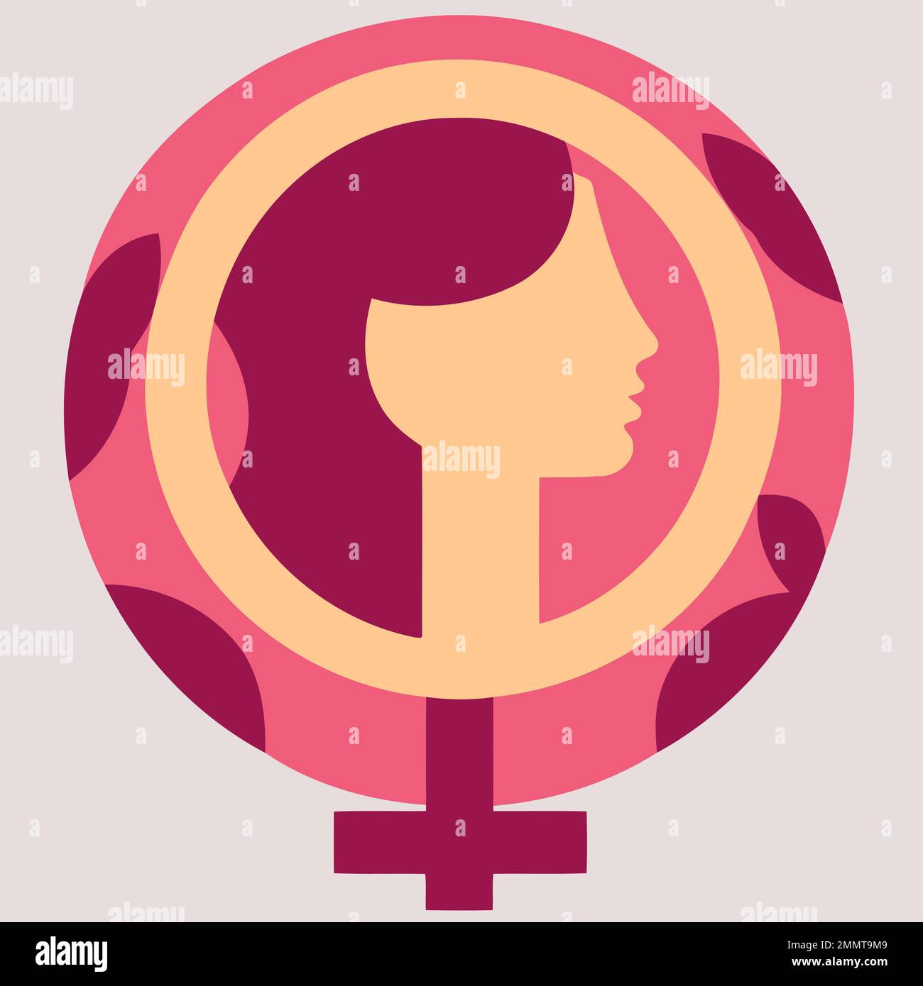 Female gender symbol merged with female face in minimalist style Stock ...