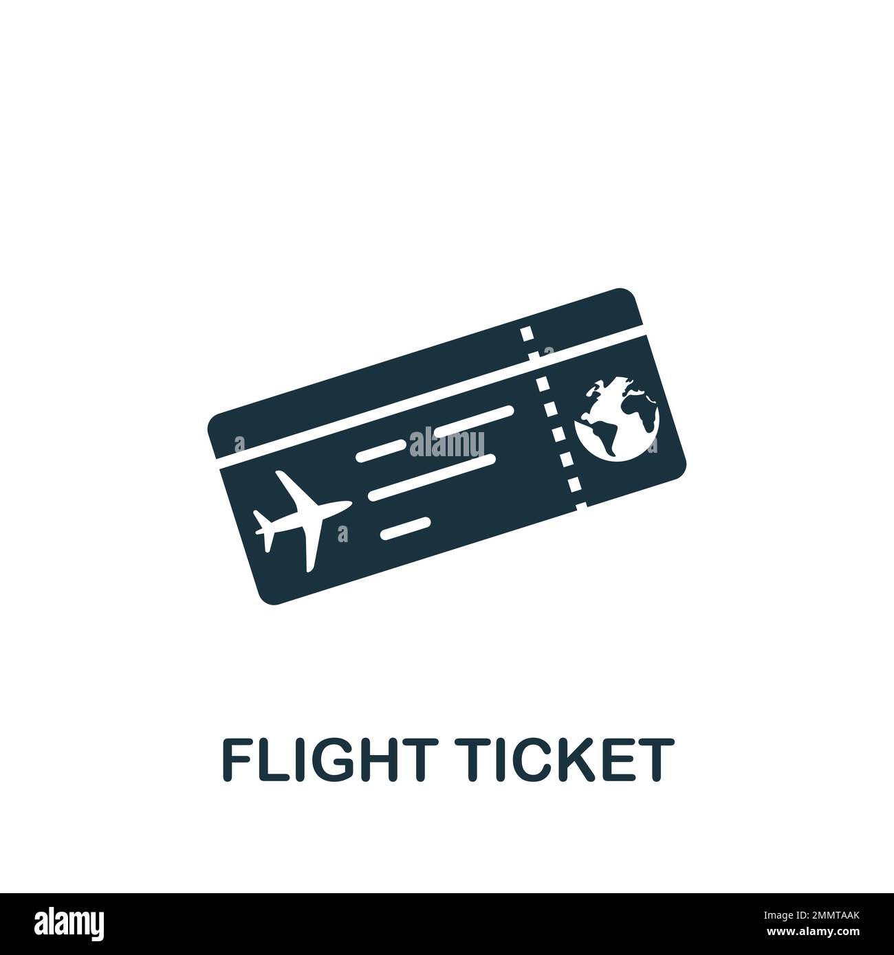 Flight ticket icon. Monochrome simple sign from airport elements ...