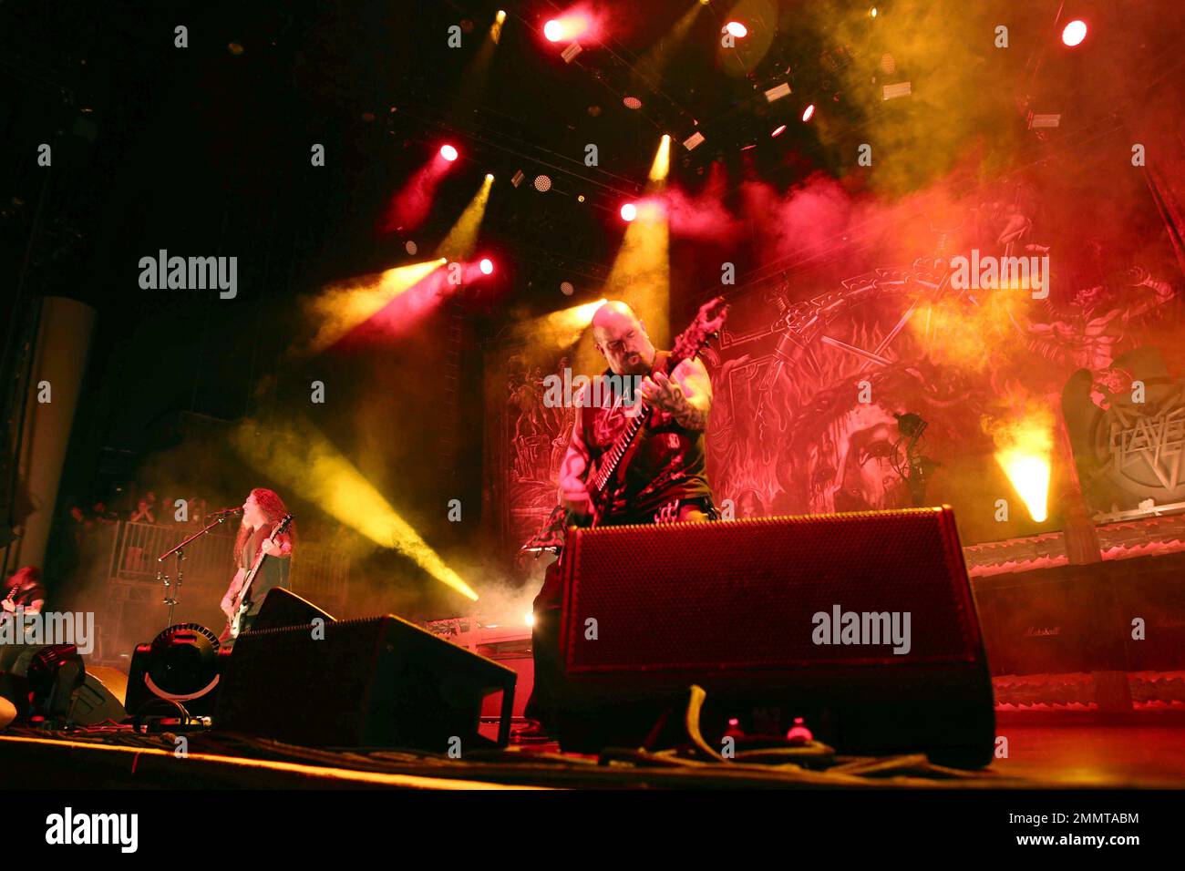 Kerry King, Tom Araya, Paul Bostaph and Gary Holt with Slayer performs ...
