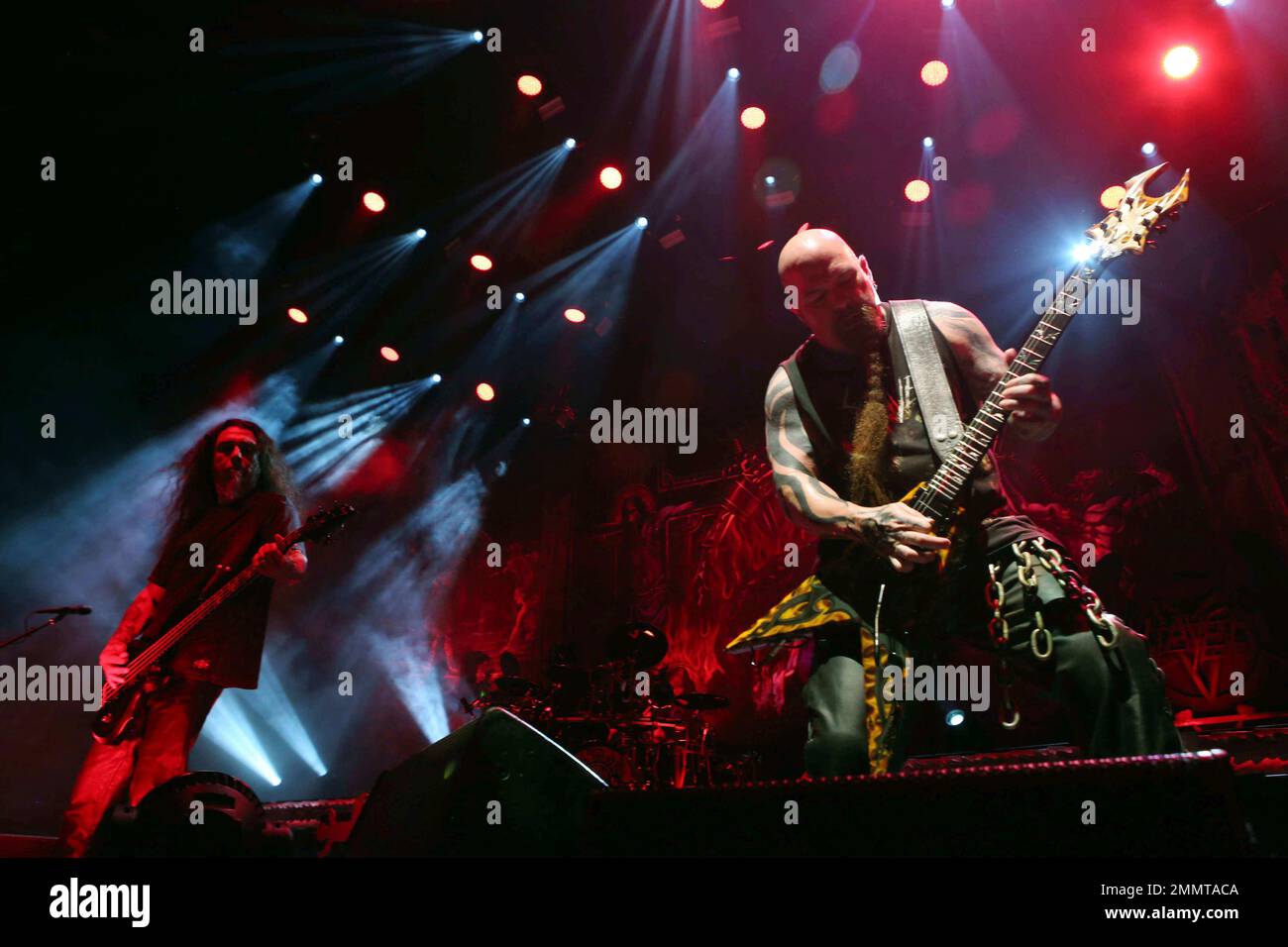 Kerry King, Tom Araya, Paul Bostaph and Gary Holt with Slayer performs ...