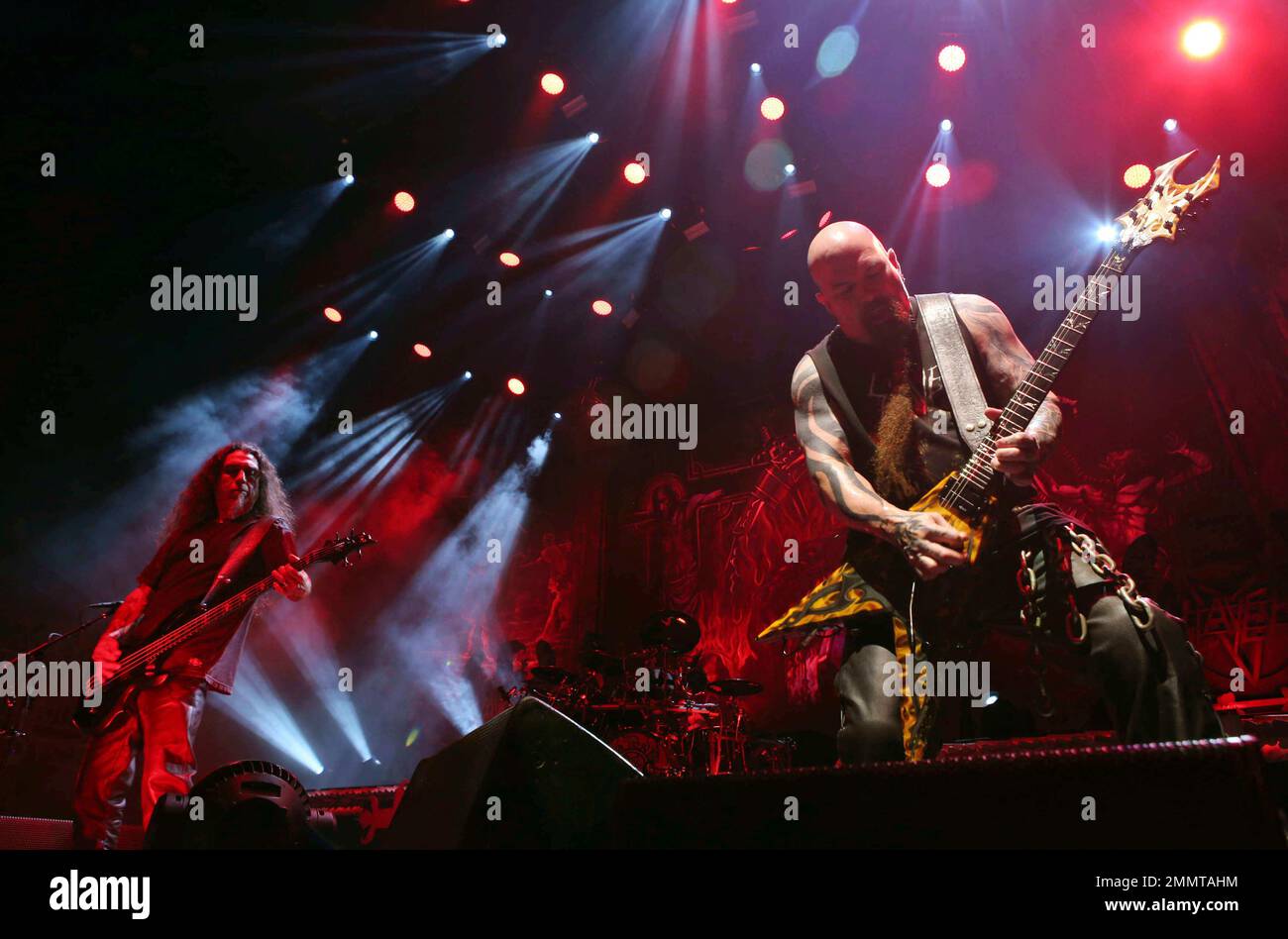Kerry King, Tom Araya, Paul Bostaph and Gary Holt with Slayer performs ...