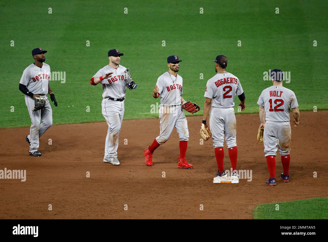 From left to right, Boston Red Sox's Jackie Bradley Jr., Steve Pearce ...