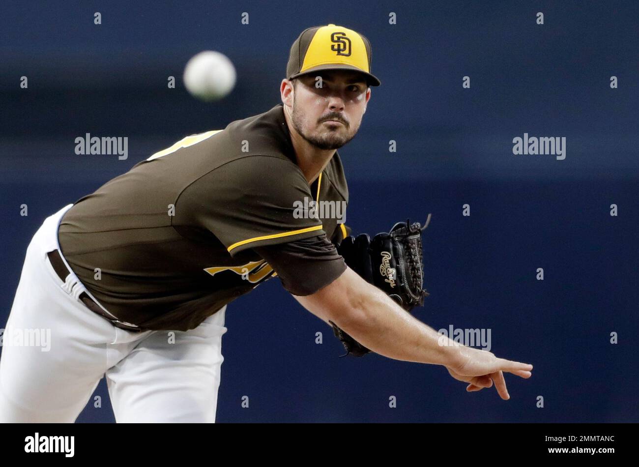 San Diego Padres starting pitcher Jacob Nix works against a ...