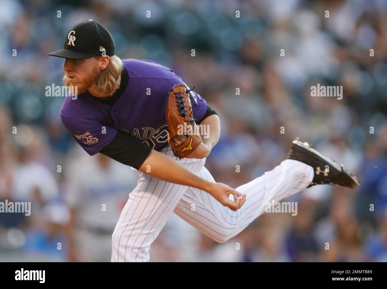 Colorado Rockies starting pitcher Jon Gray works against the Los ...