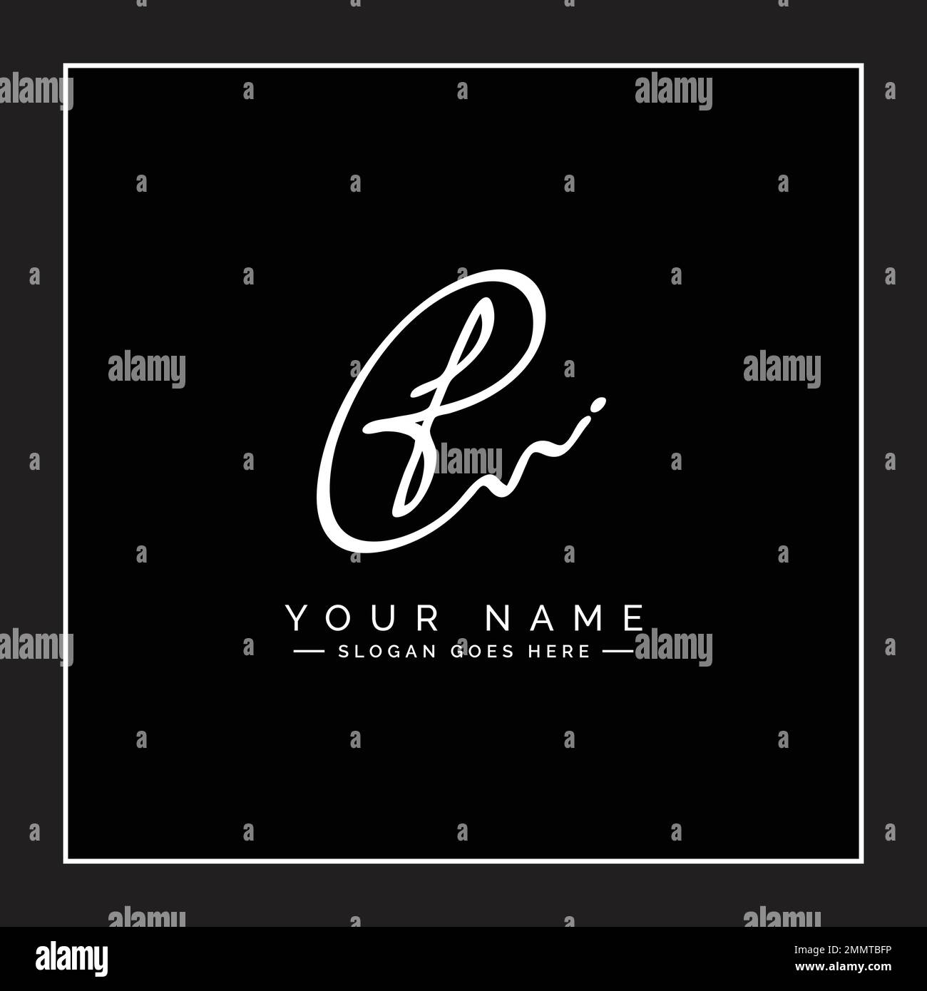 Initial Letter F Logo Handwritten Signature Logo For Business Name With Alphabet F Stock
