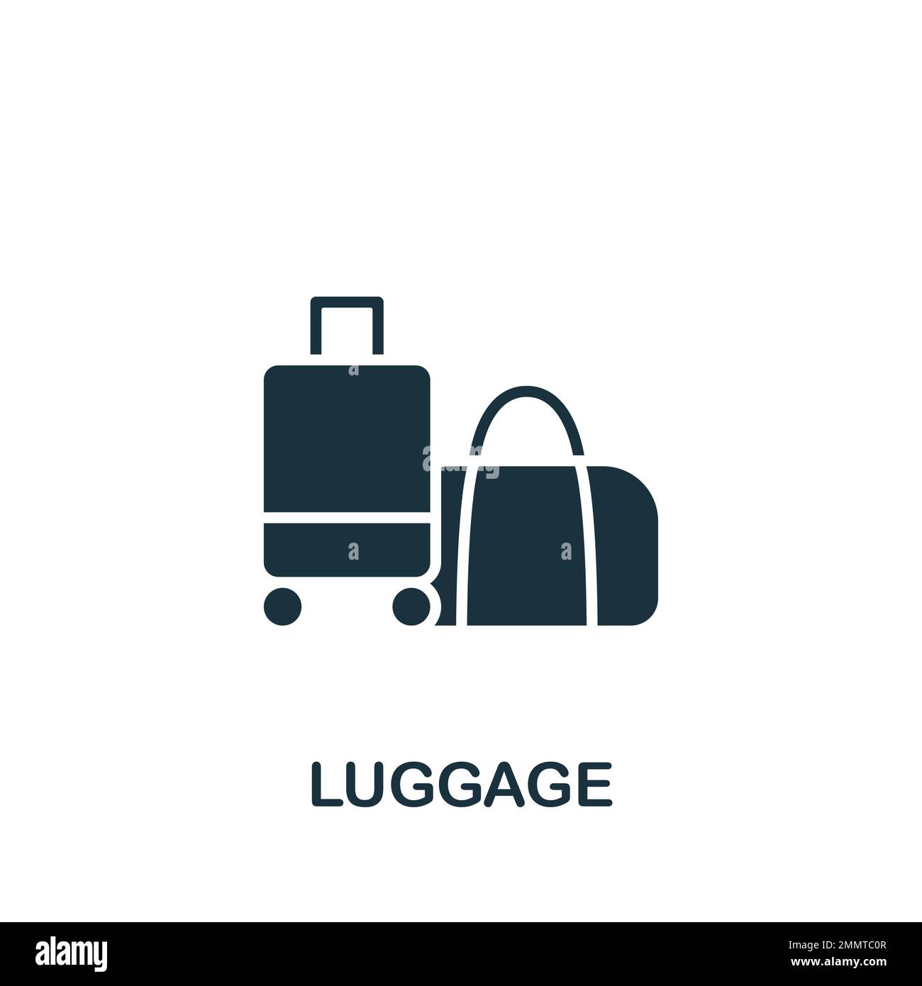 Luggage icon. Monochrome simple sign from airport elements collection ...