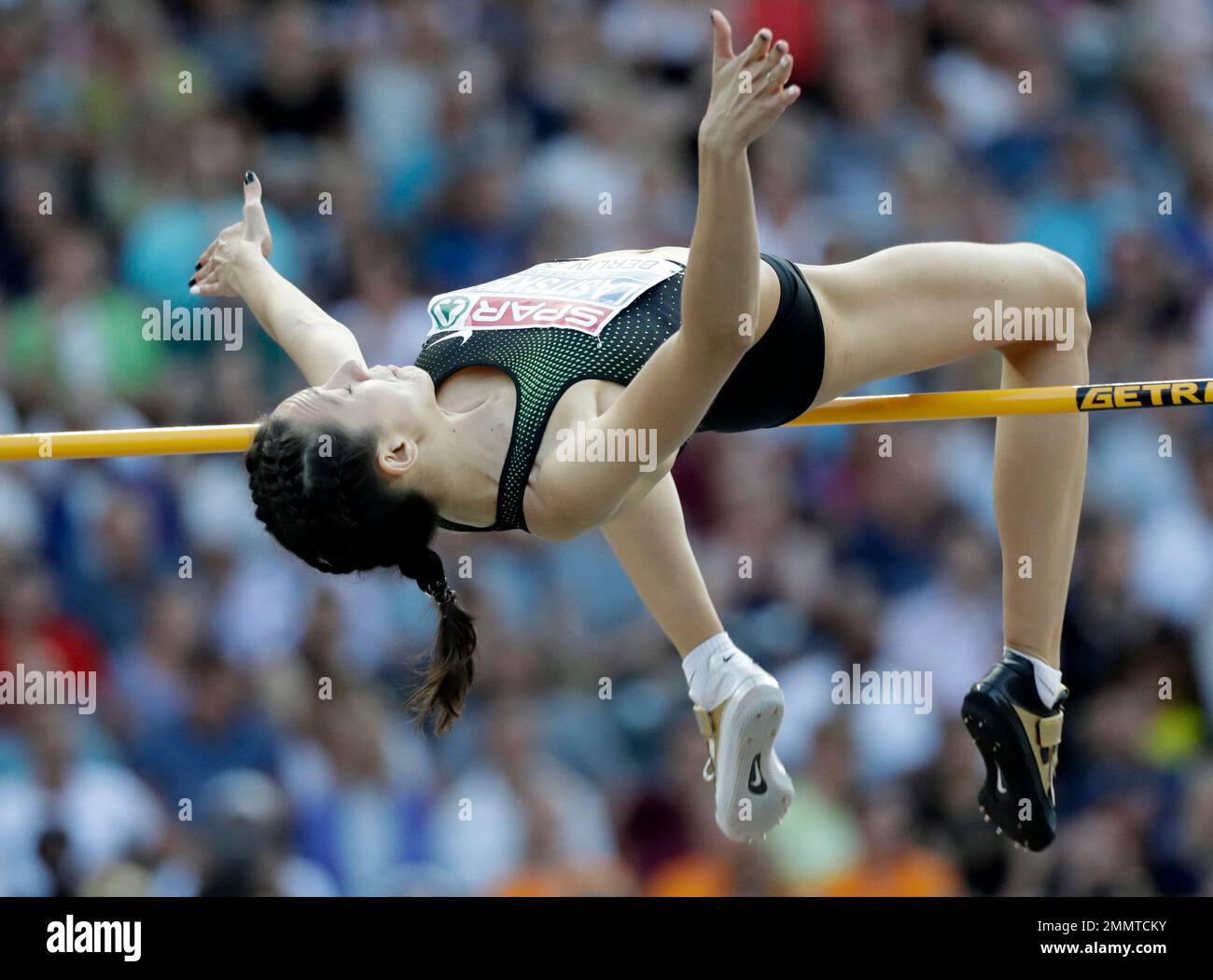 Russia's Mariya Lasitskene makes an attempt in the women's high jump ...