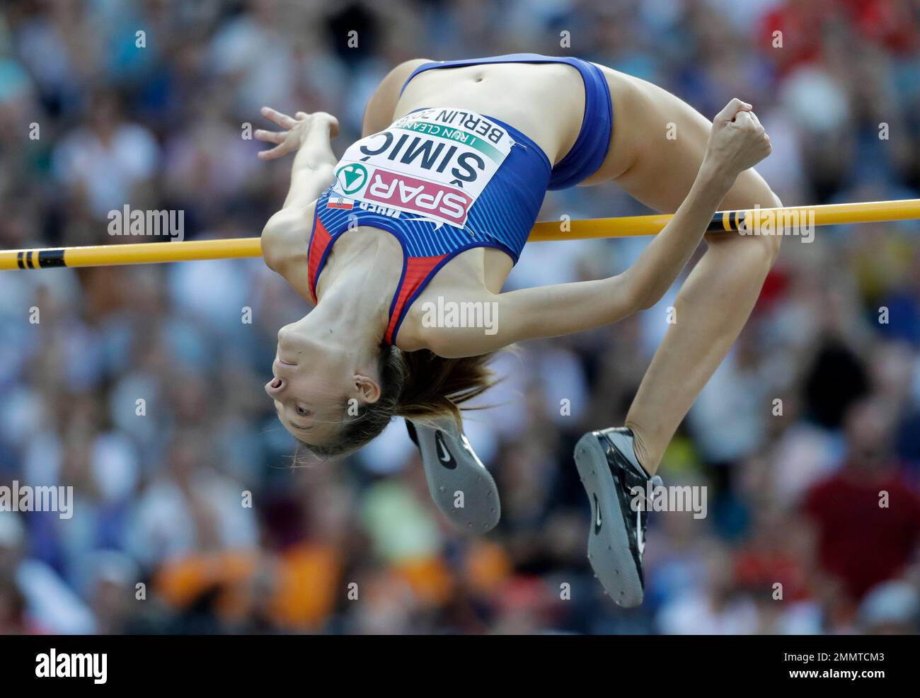 Croatia's Ana Simic makes an attempt in the women's high jump final at ...