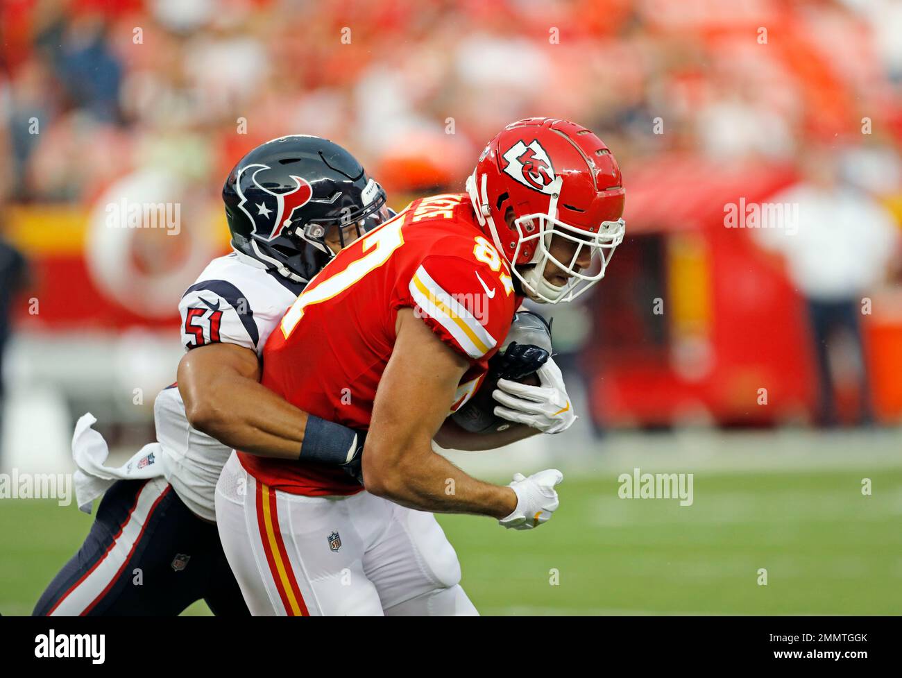 Houston Texans linebacker Dylan Cole (51) tackles Kansas City Chiefs ...
