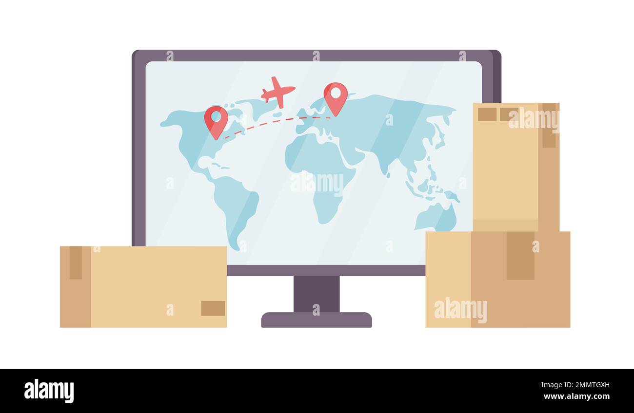 Shipping package through airline flat concept vector illustration Stock ...