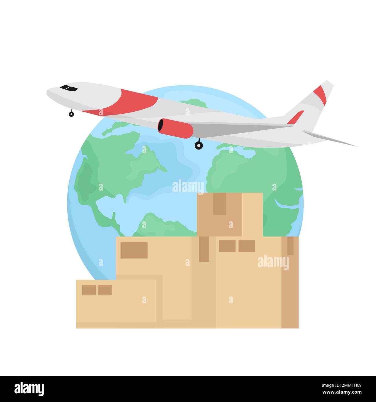 Packages shipped by plane service globally flat concept vector ...