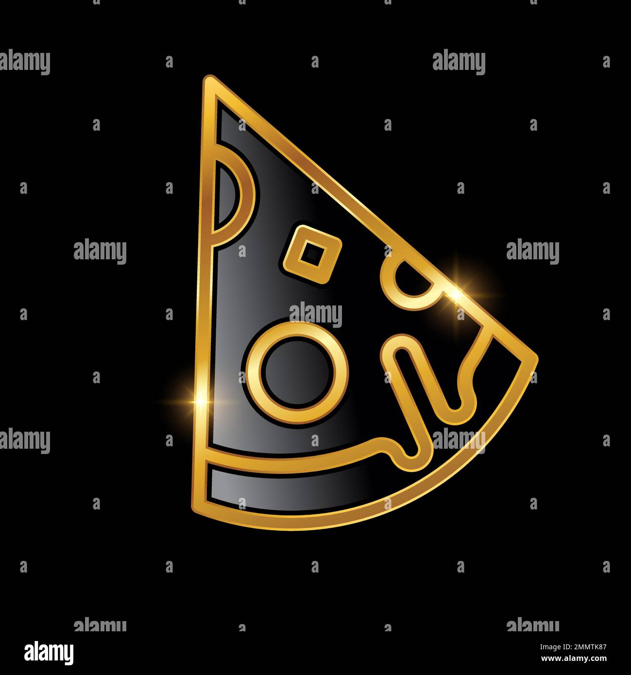 A vector Illustration of Golden Luxury Pizza Vector Icon in black ...