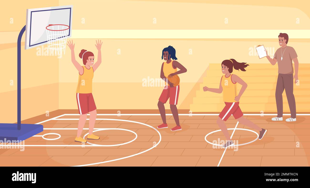 Athletic club in school flat color vector illustration Stock Vector ...