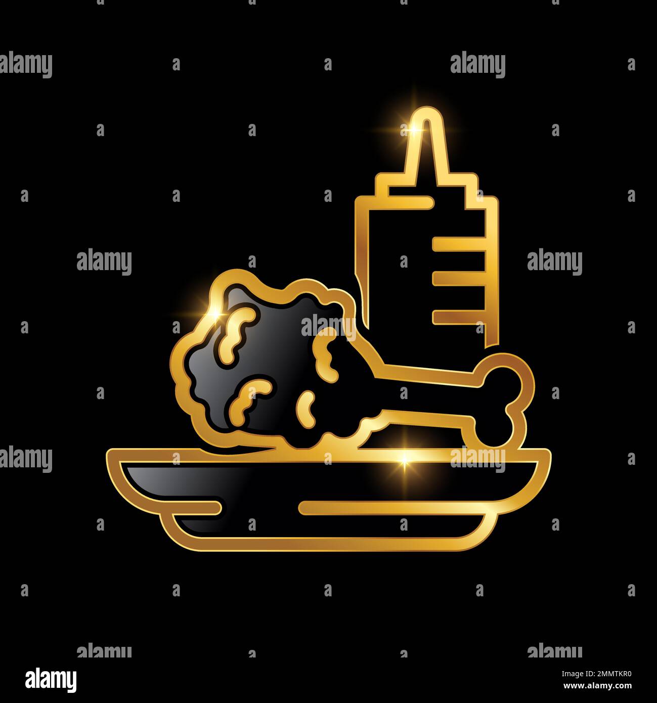 A vector Illustration of Golden Fried Chicken Vector Icon in black ...