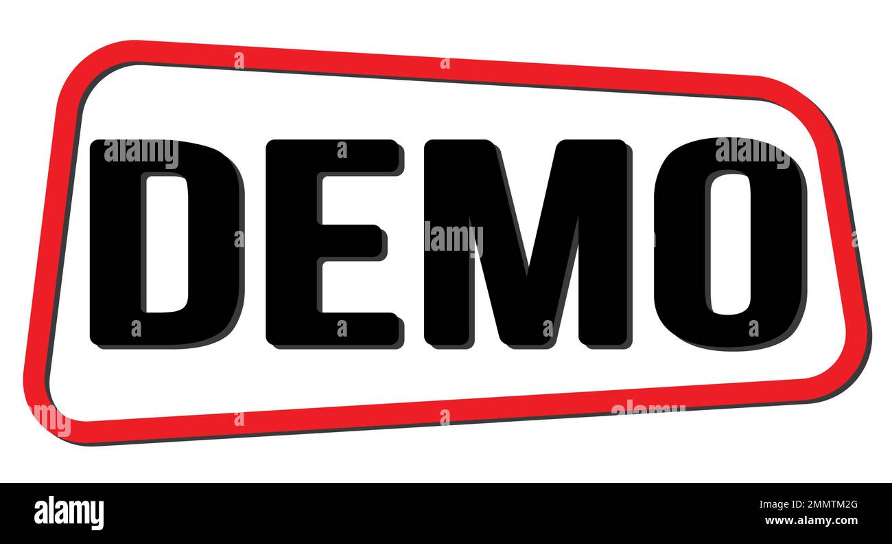DEMO text written on red-black trapeze stamp sign Stock Photo - Alamy
