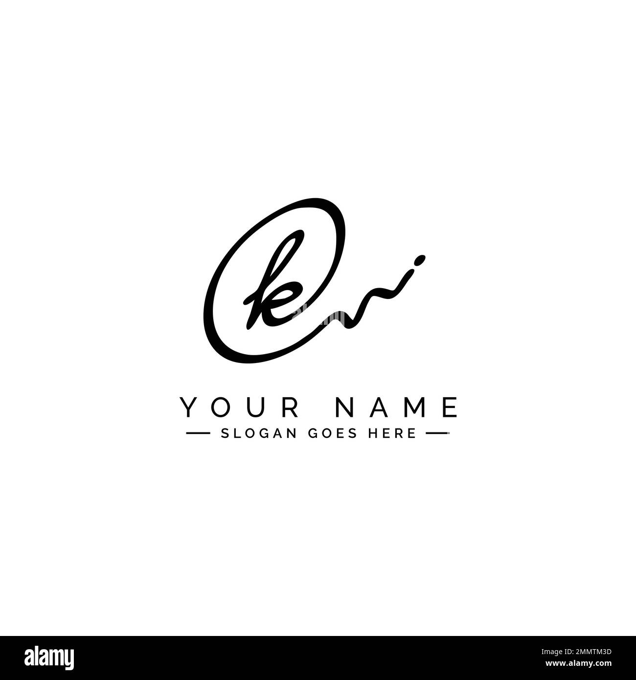 Initial Letter K Logo - Handwritten Signature Logo for Business Name With Alphabet K Stock ...