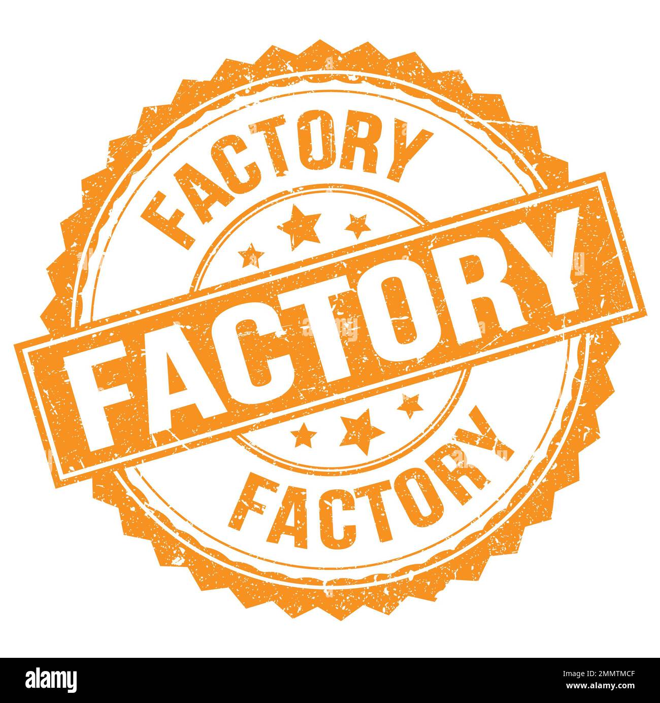 FACTORY text written on orange round stamp sign Stock Photo - Alamy