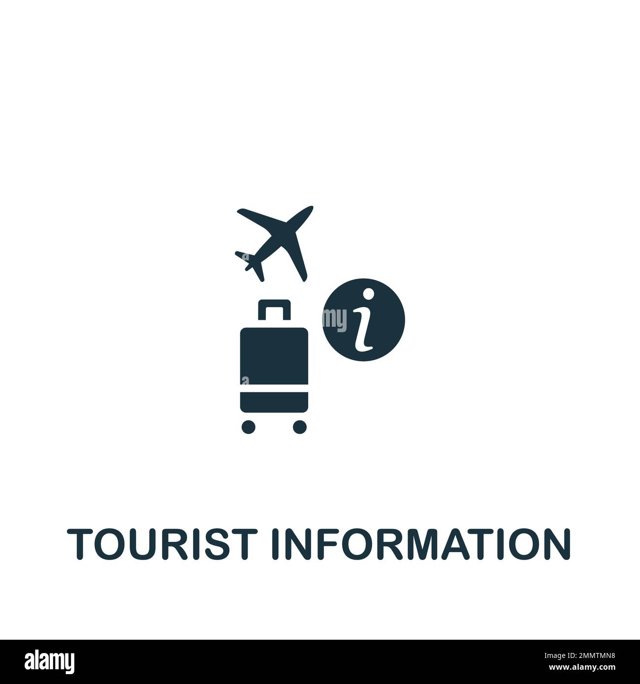 Tourist information icon. Monochrome simple sign from airport elements ...