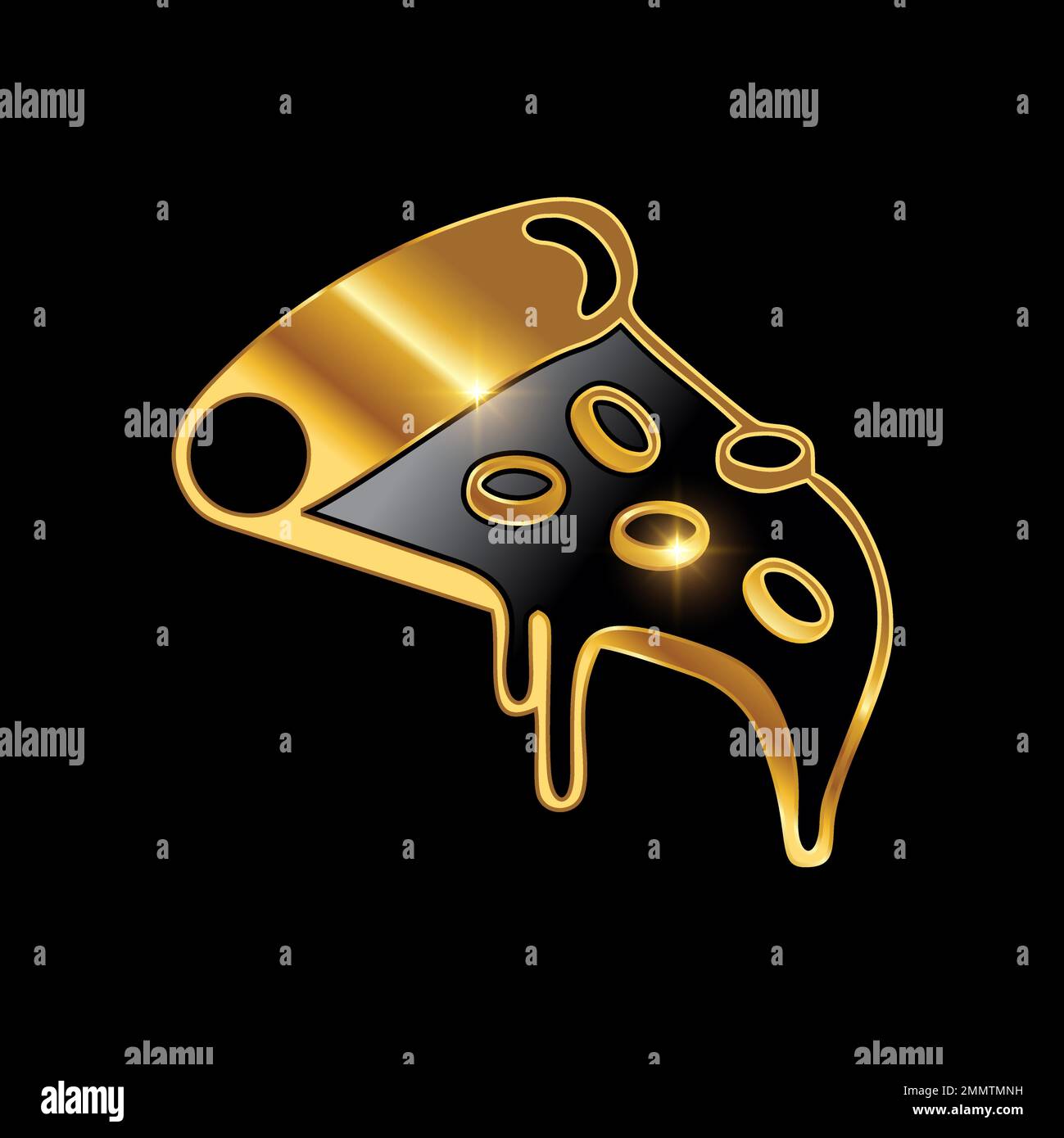 A vector Illustration of Golden Luxury Pizza Vector Icon in black ...