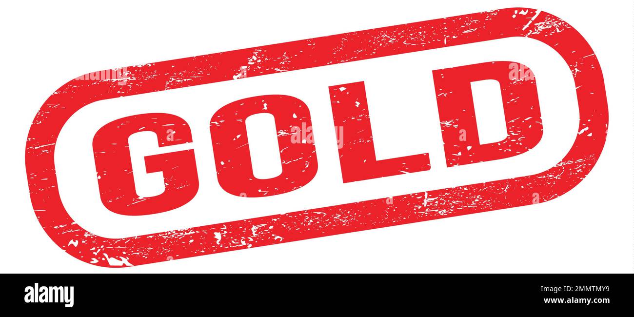 GOLD, text written on red rectangle stamp sign Stock Photo - Alamy