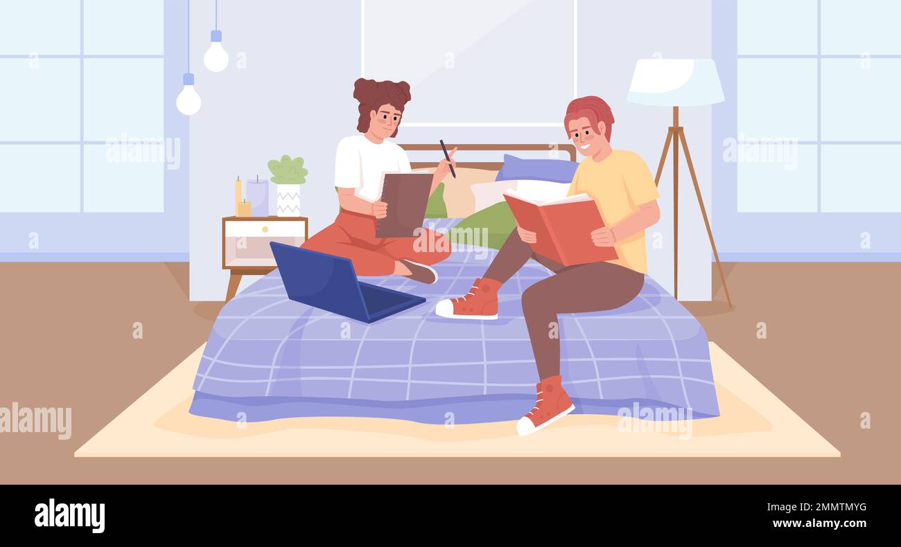Group project for bonding middle school classmates flat color vector ...