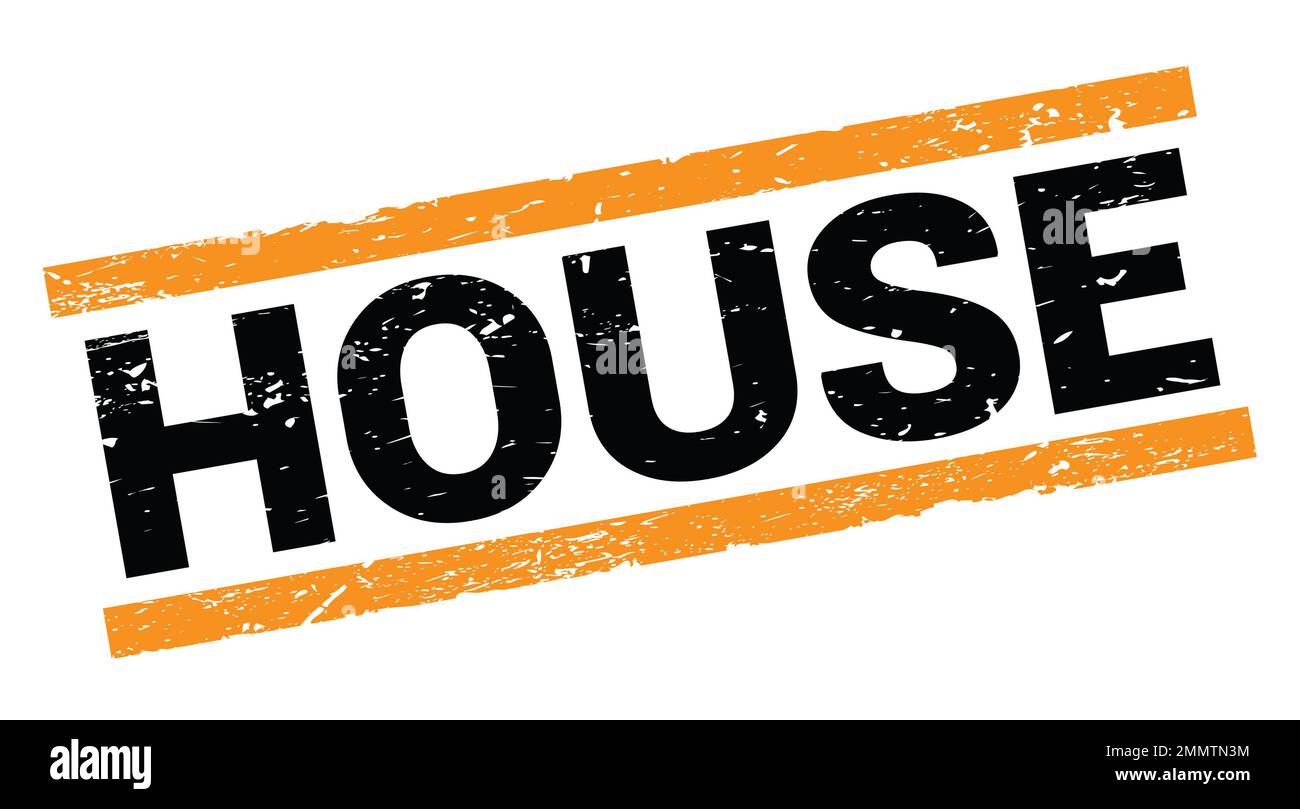 HOUSE text written on orange rectangle stamp sign Stock Photo - Alamy