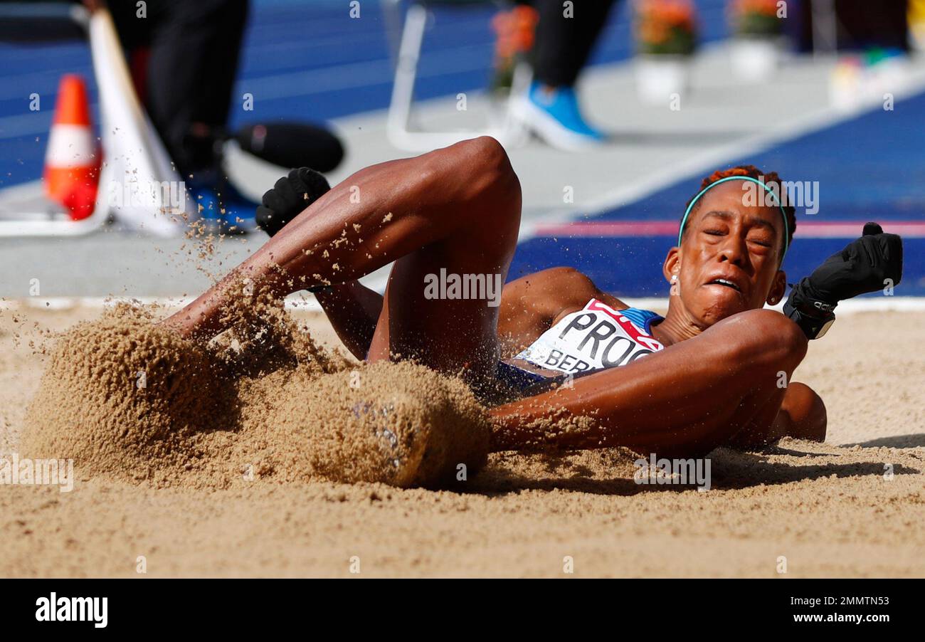 Britain's Shara Proctor makes an attempt in the women's long jump ...