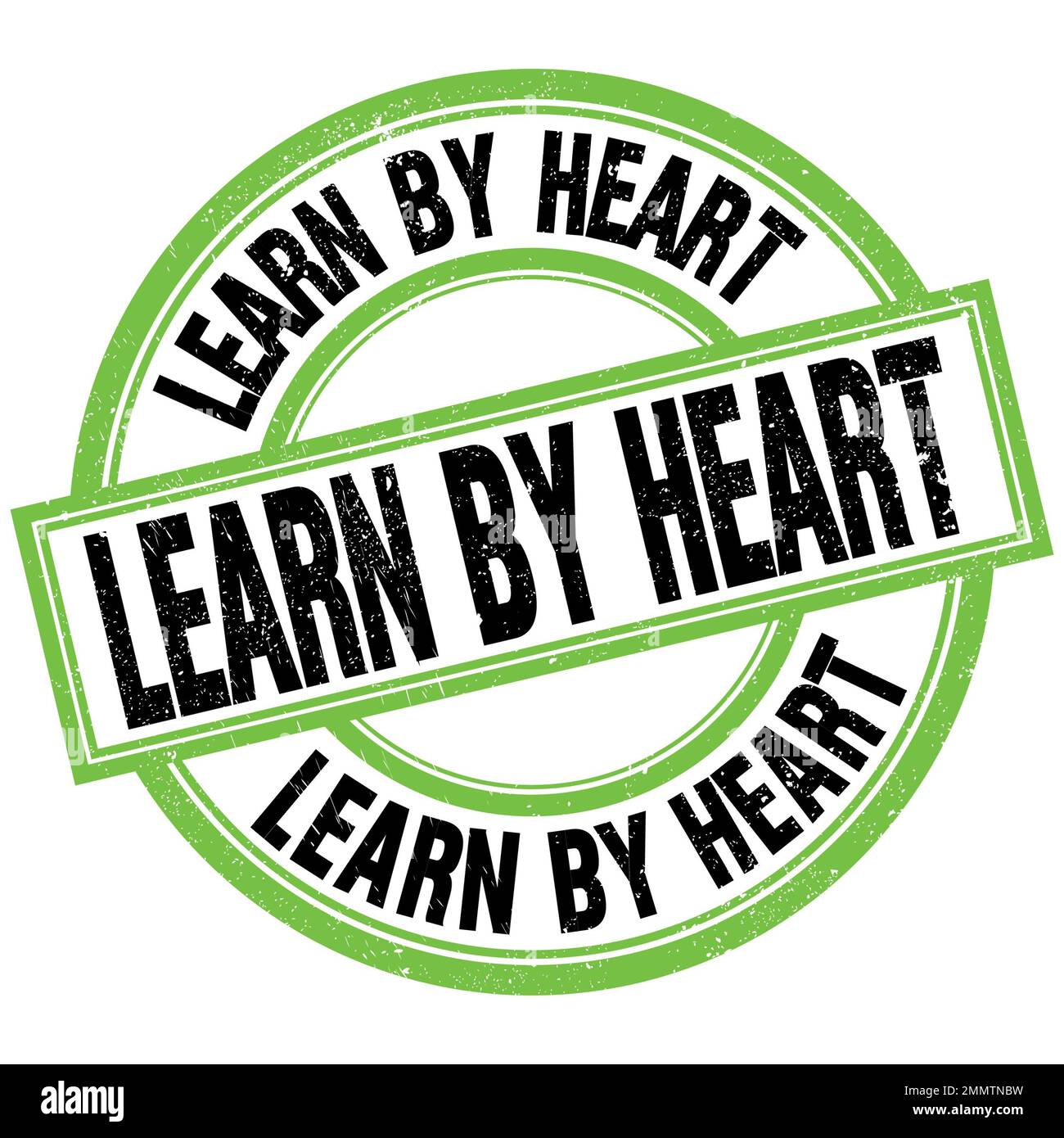 LEARN BY HEART text written on green-black round stamp sign Stock Photo ...