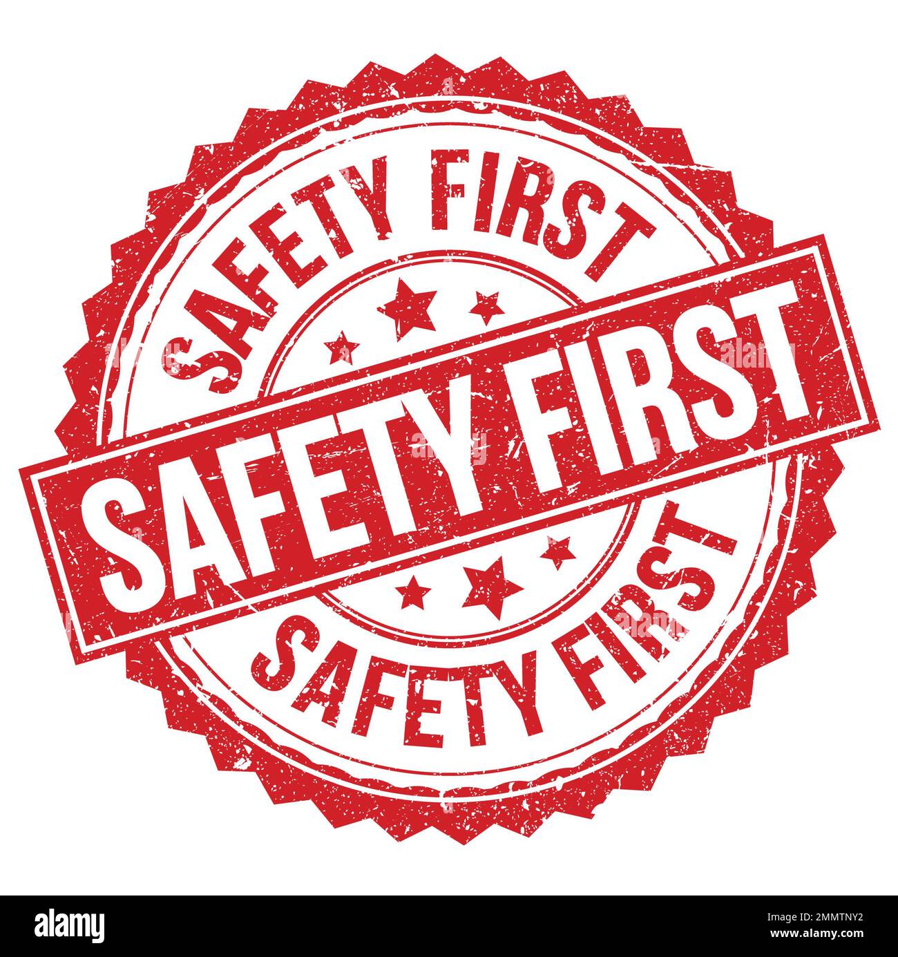 SAFETY FIRST text written on red round stamp sign Stock Photo - Alamy
