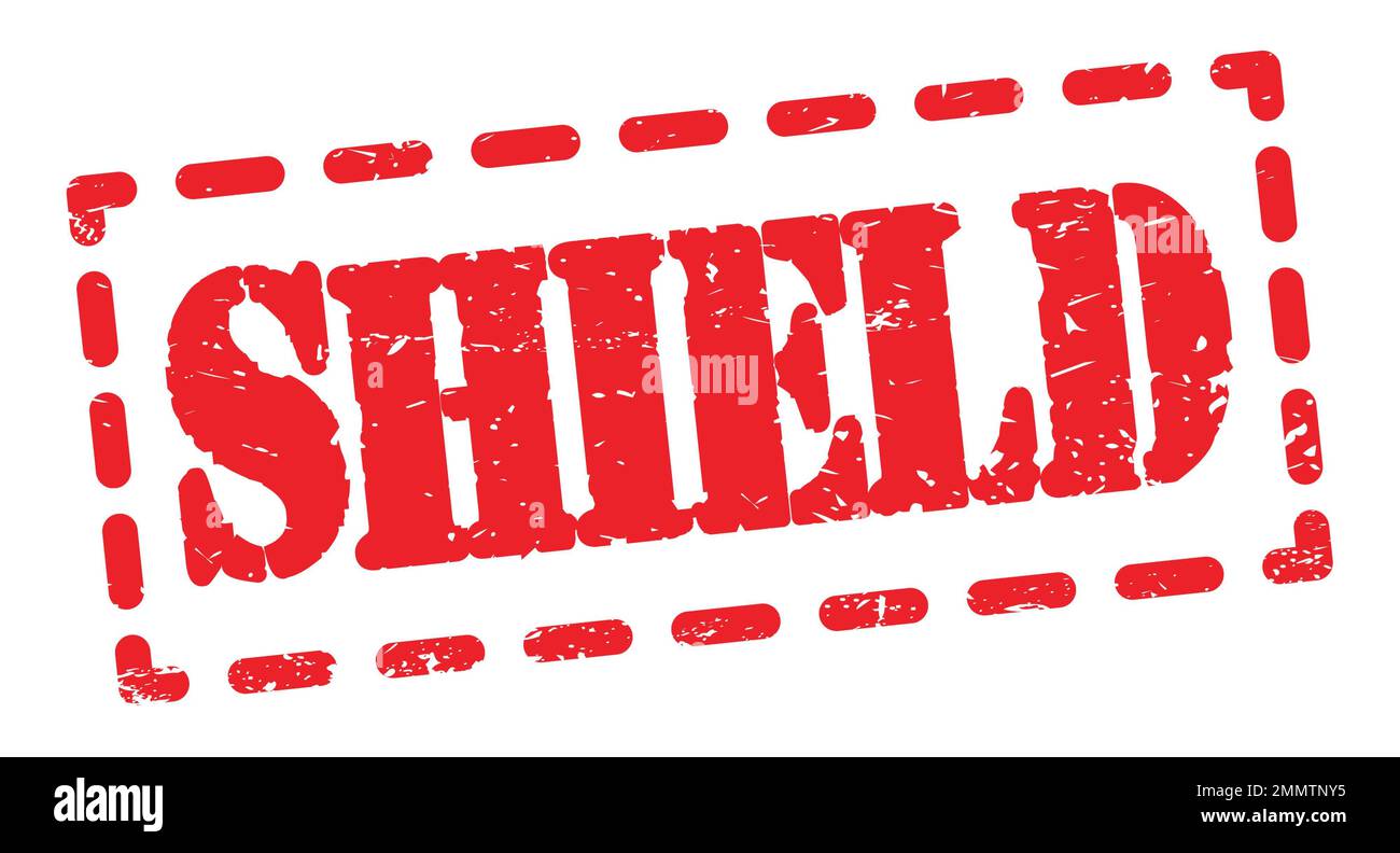 SHIELD text written on red dash stamp sign Stock Photo - Alamy