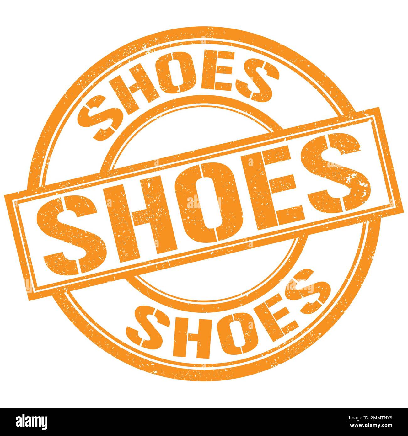 SHOES text written on orange round stamp sign Stock Photo - Alamy
